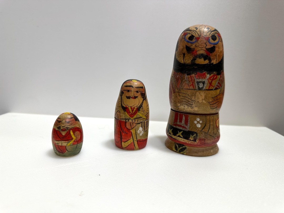 Antique Japanese Wooden Nesting Dolls - Etsy