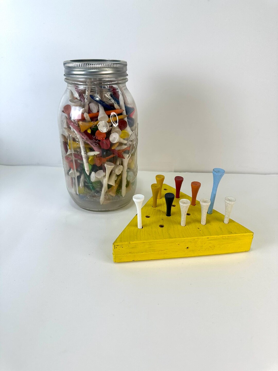 Vintage Golf Tee Peg Game and Jar of Golf Tees - Etsy