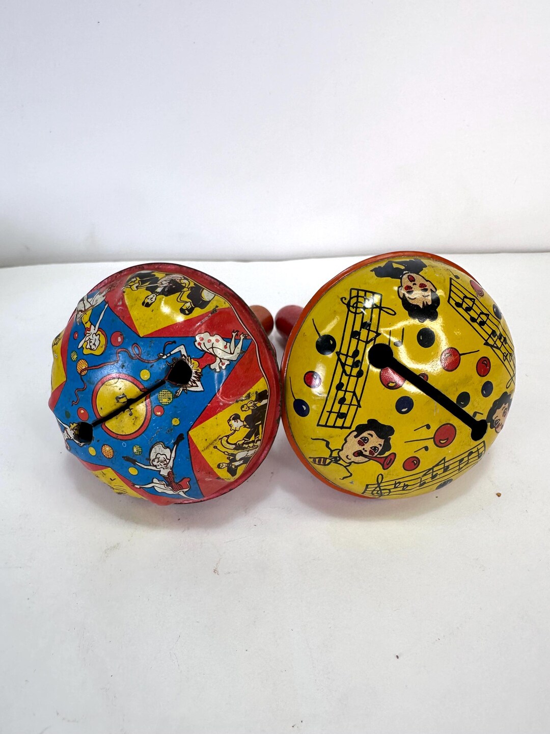 Set of Two Vintage US Metal Toy MFG. Co Tin Litho Rattle Noisemaker - Etsy