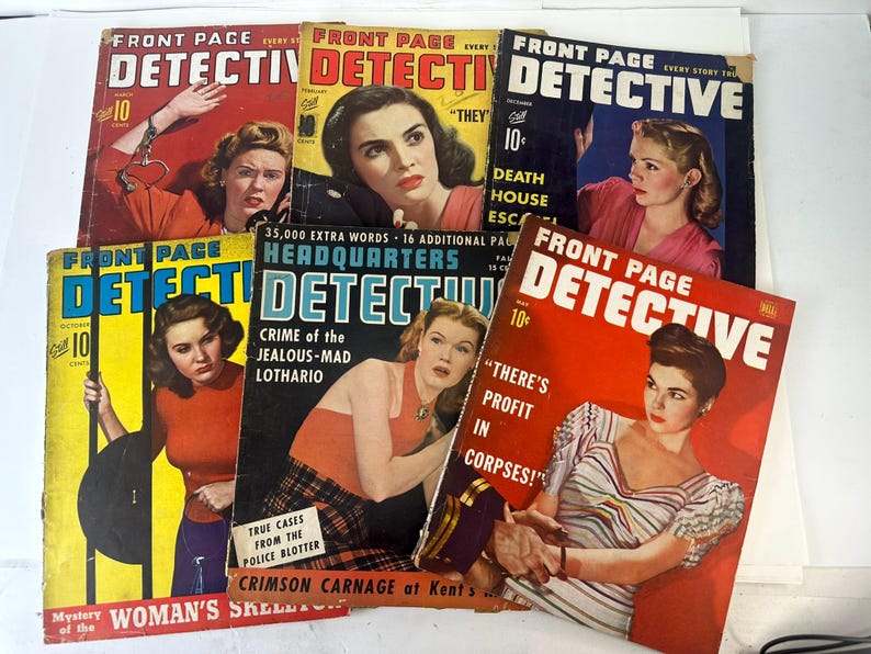Set of Six 1940s Front Page Detective Magazines - Etsy
