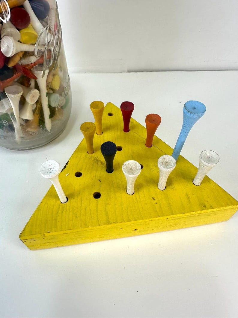 Vintage Golf Tee Peg Game and Jar of Golf Tees - Etsy