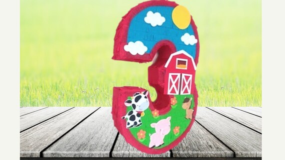 Baby Farm Number Three Piñata. Farm Birthday Party.barn Party | Etsy