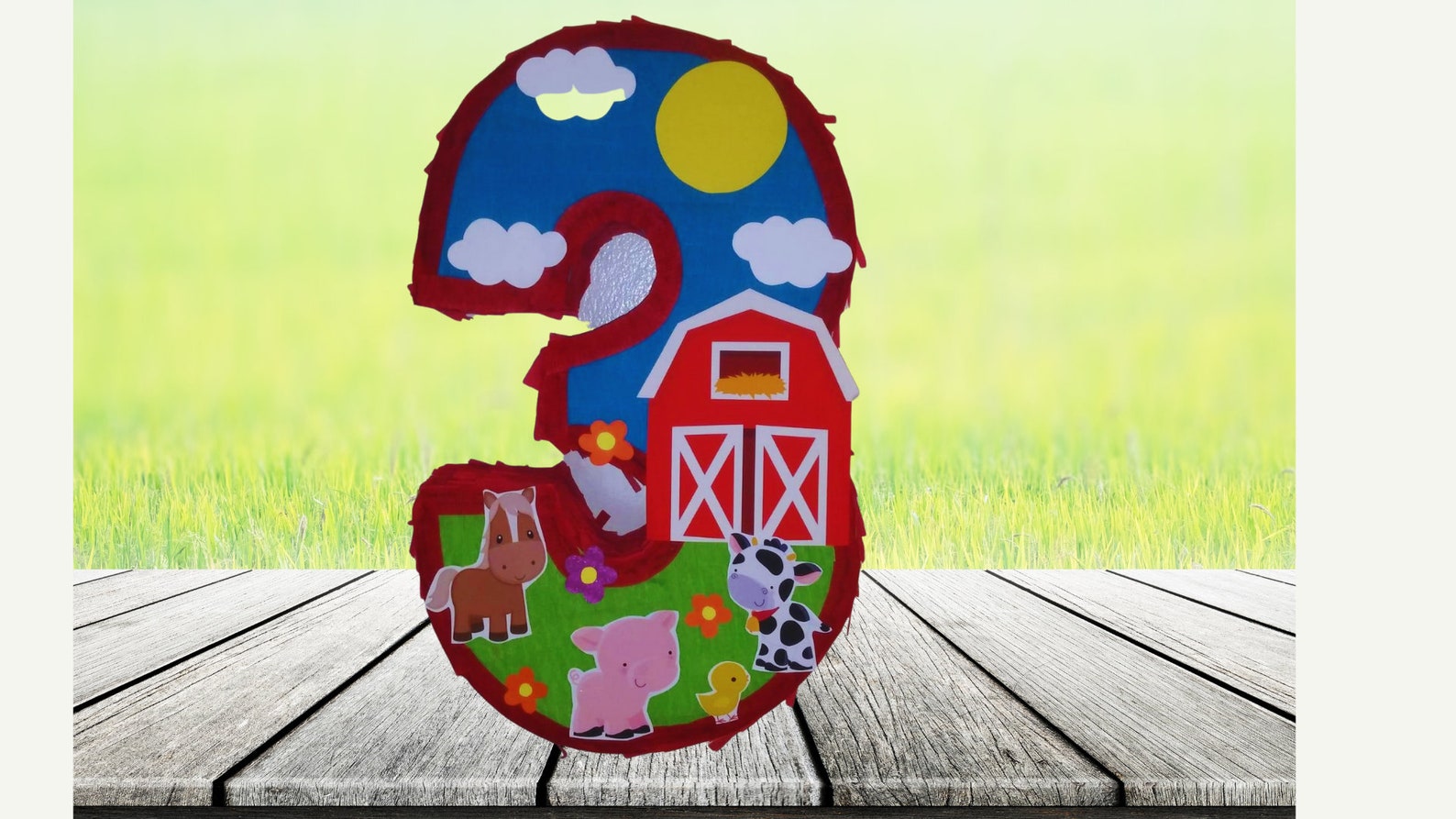 Baby Farm Number Three Piñata. Farm Birthday Party.barn Party | Etsy