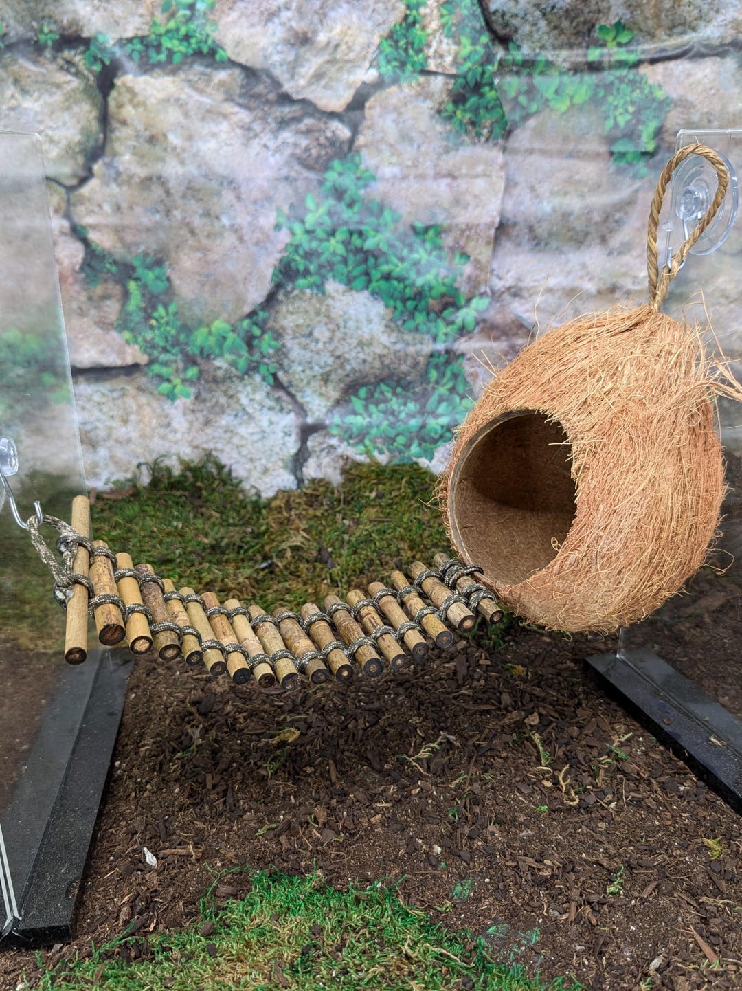 Coconut Hide With Bamboo Bridge With Wider Entrance-(perfect for White ...