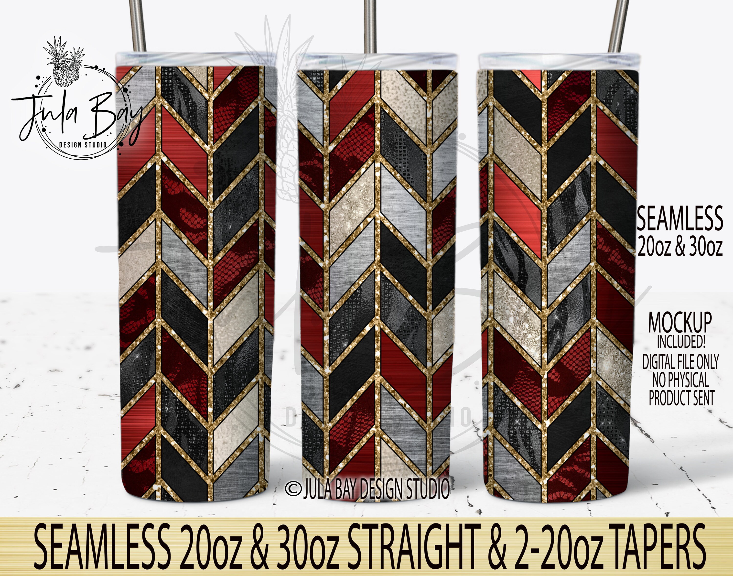 Prints Gold Red Black Color Seamless Design 20oz Skinny Straight ...