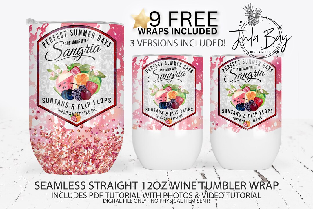 Sangria Wine Wrap Sublimation Design, Sangrias Suntans and Flip Flops ...