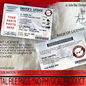 Santa Drivers License PNG Printable Santa License Sublimation Design ...