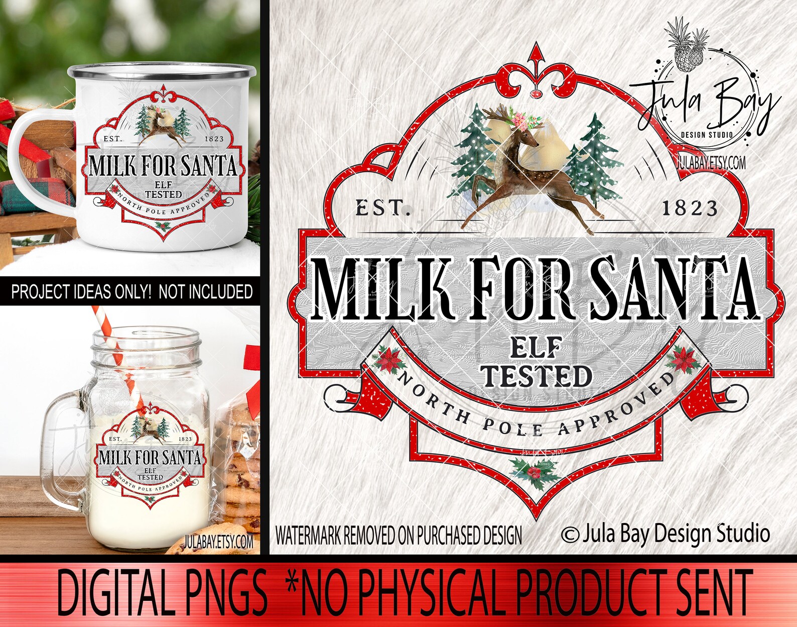 Milk for Santa PNG Christmas Sublimation Design North Pole Elf Tested ...