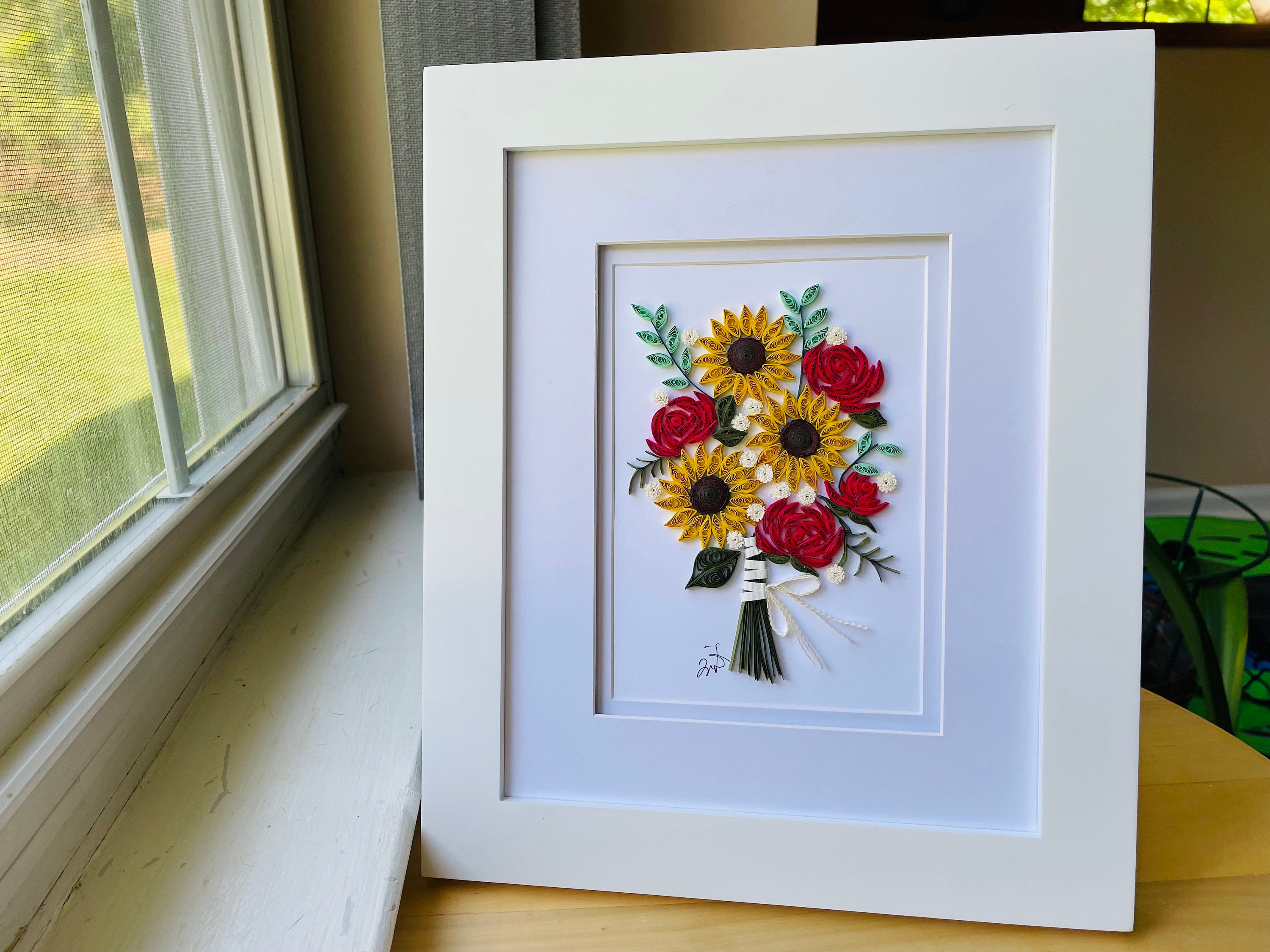 Paper Flower Quilling Art Flower Bouquet Wall Dec/card - Etsy