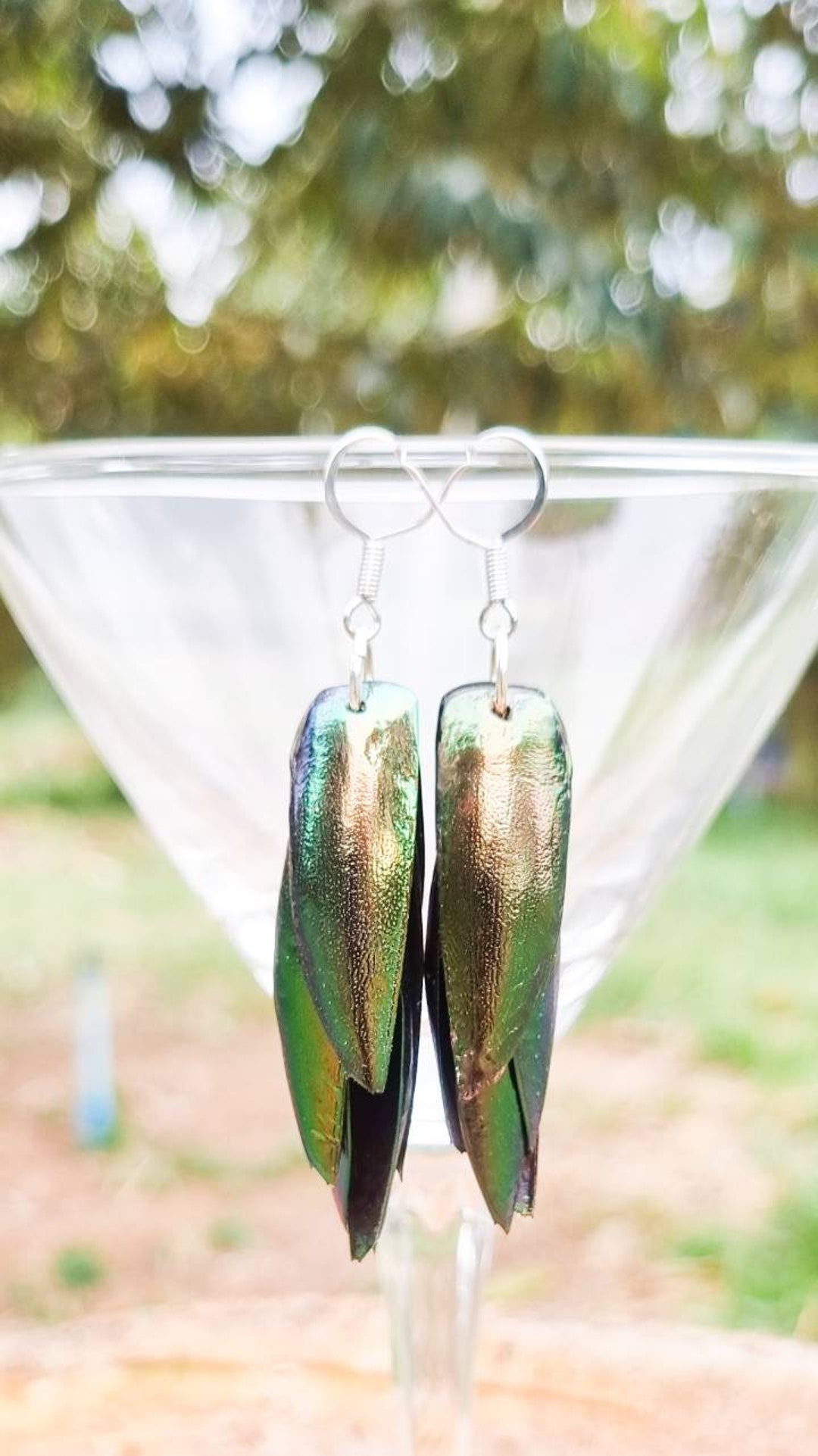 2.5" Rare Tan Light Brown Jewel Elytra Beetle Wings Drop Dangle ...