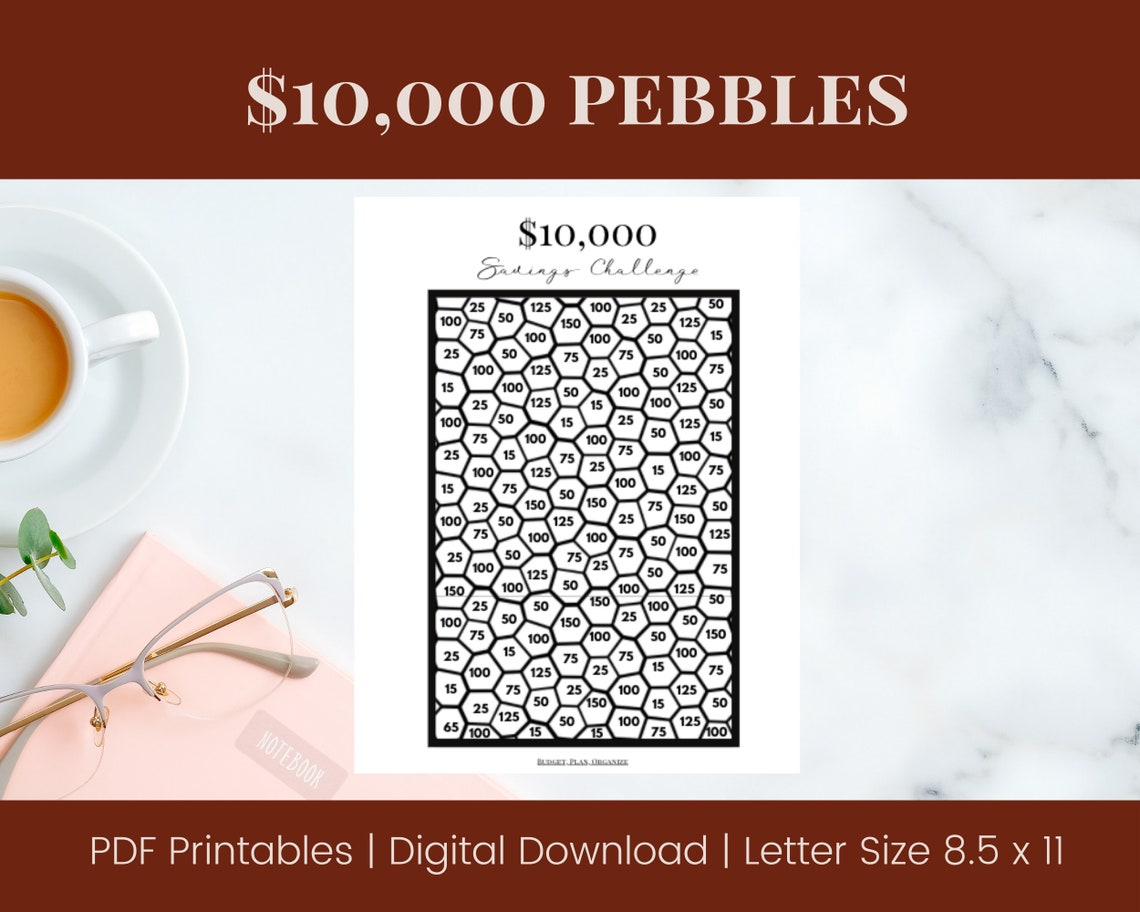 10,000 Money Savings Challenge Printable Savings Tracker Printable PDF ...