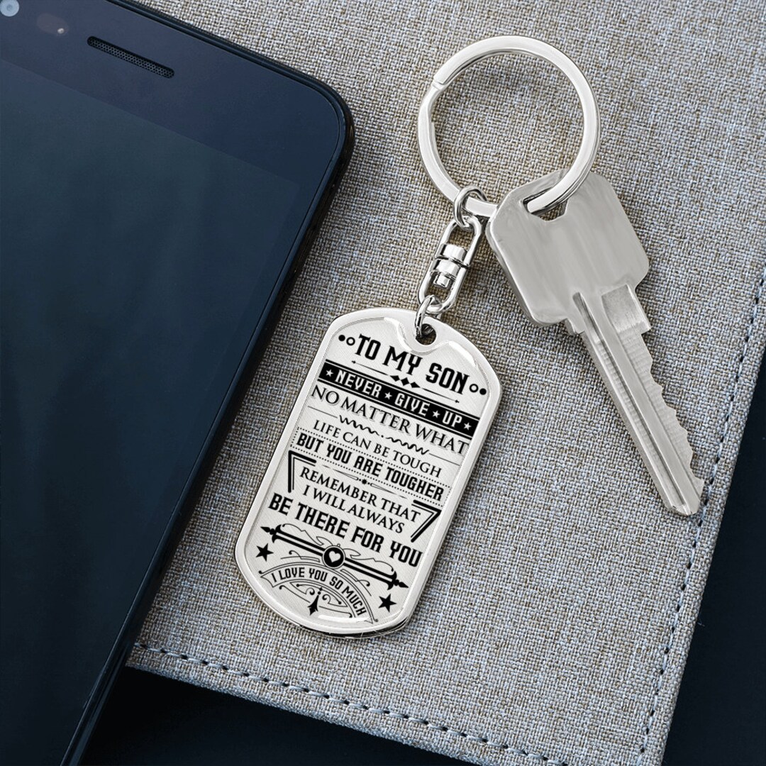 Son Keychain From Mom, Son Birthday Gift , I Love You, Keychain for 18 ...