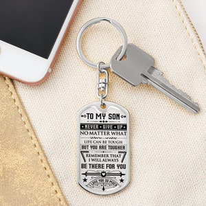 Son Keychain From Mom, Son Birthday Gift , I Love You, Keychain for 18 ...