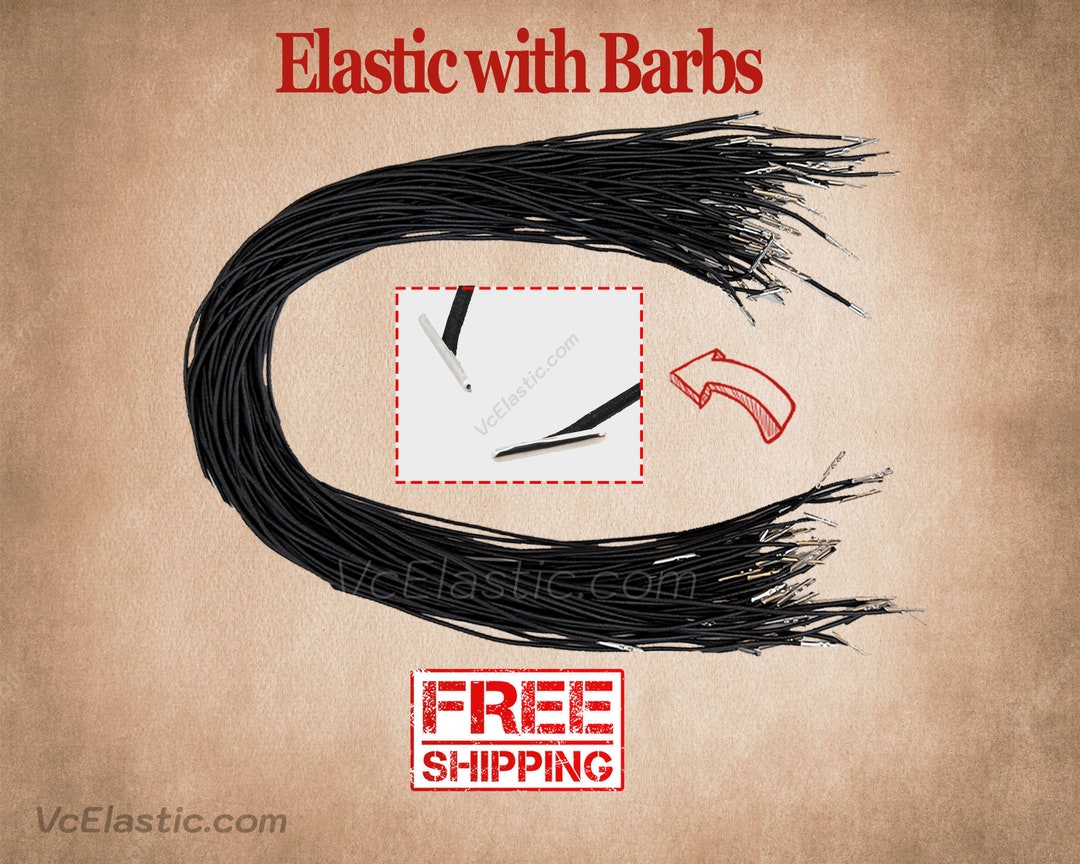 13 Inch Black Elastic Barbed Cord String Band With Metal Barbs - Etsy