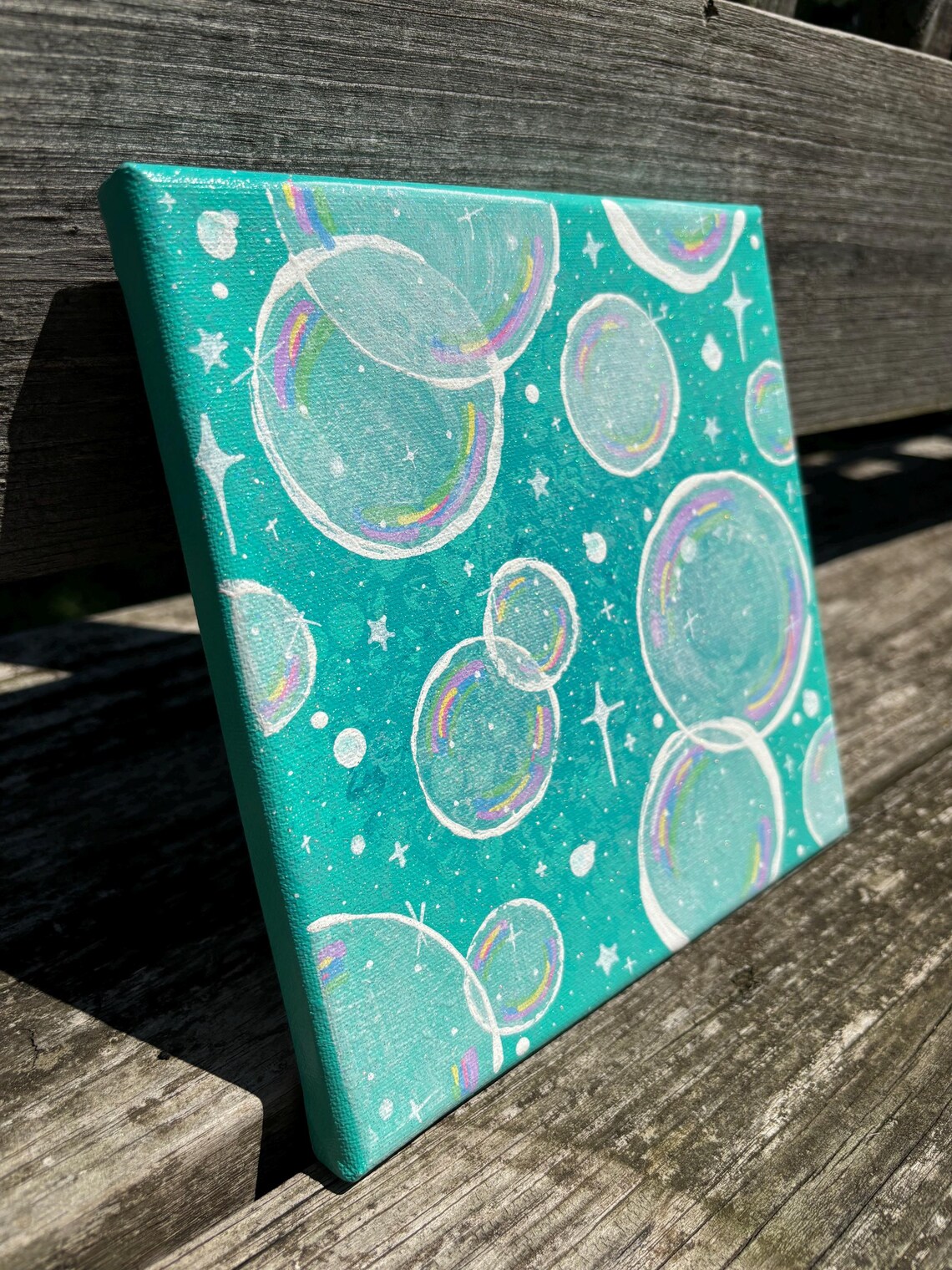 Bubble Art Sparkly Star Canvas Painting | Girly Abstract Artwork ...