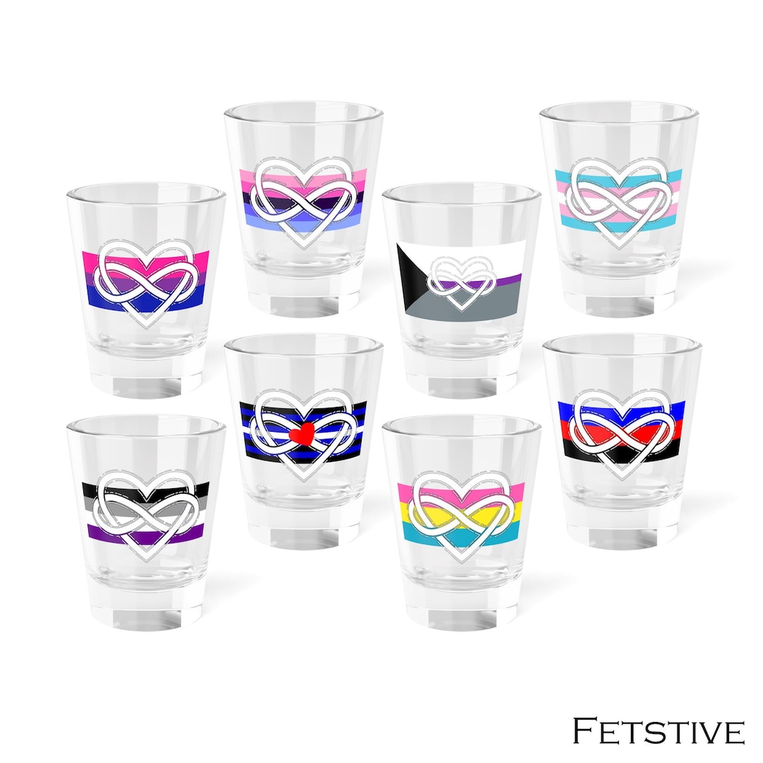 Poly Pride Infinity Heart Shot Glass, 1.5oz Ace, Bdsm/leather, Bi, Demi ...