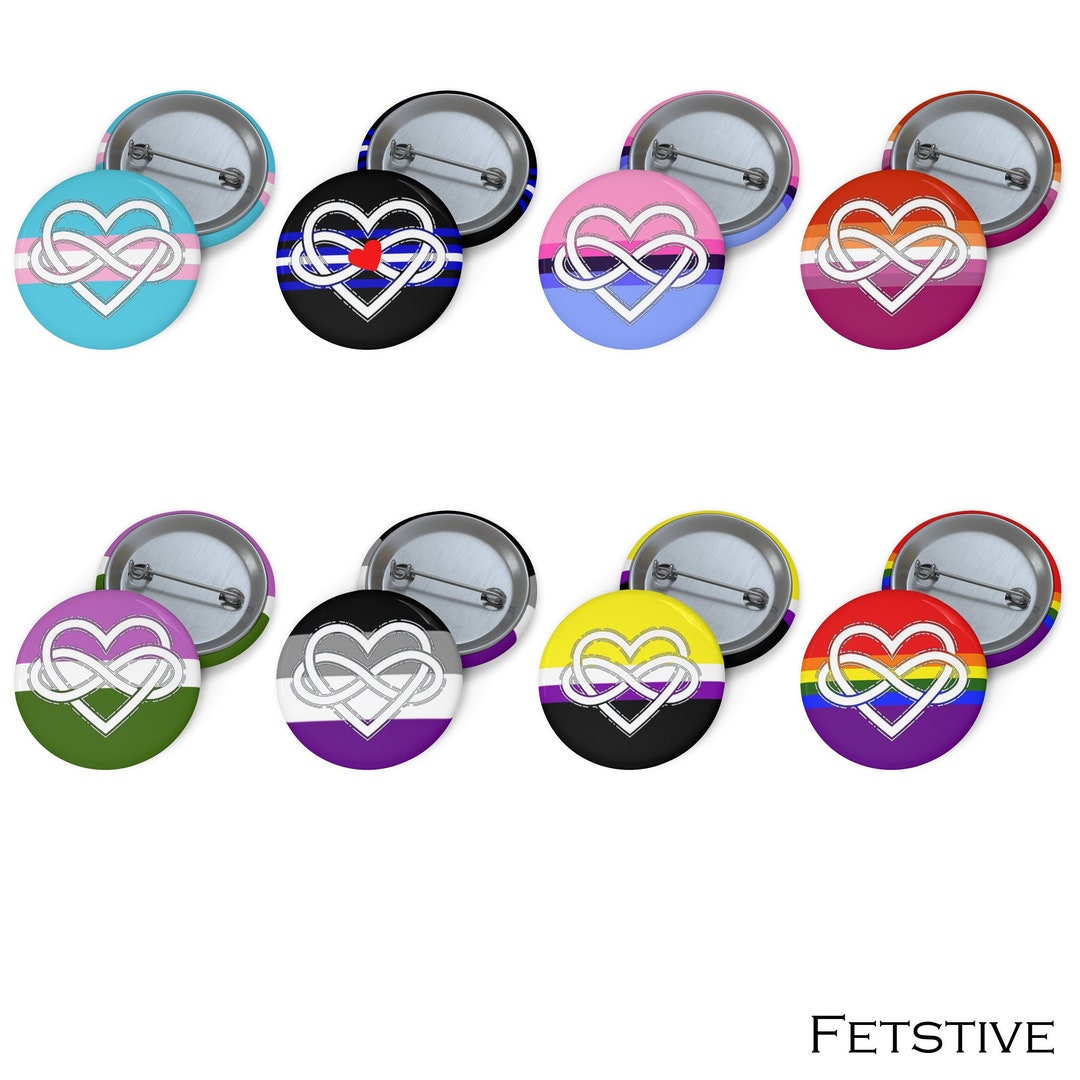 Pride Flag Polyamory / Infinity Heart Pins 1.25" (available in Several ...