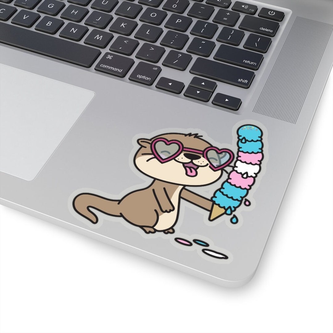 Otter Eating Trans Pride Ice Cream Kiss-cut Sticker - Etsy