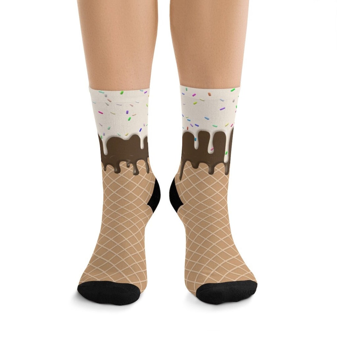 Drippy Ice Cream Waffle Cone DTG Socks - Etsy