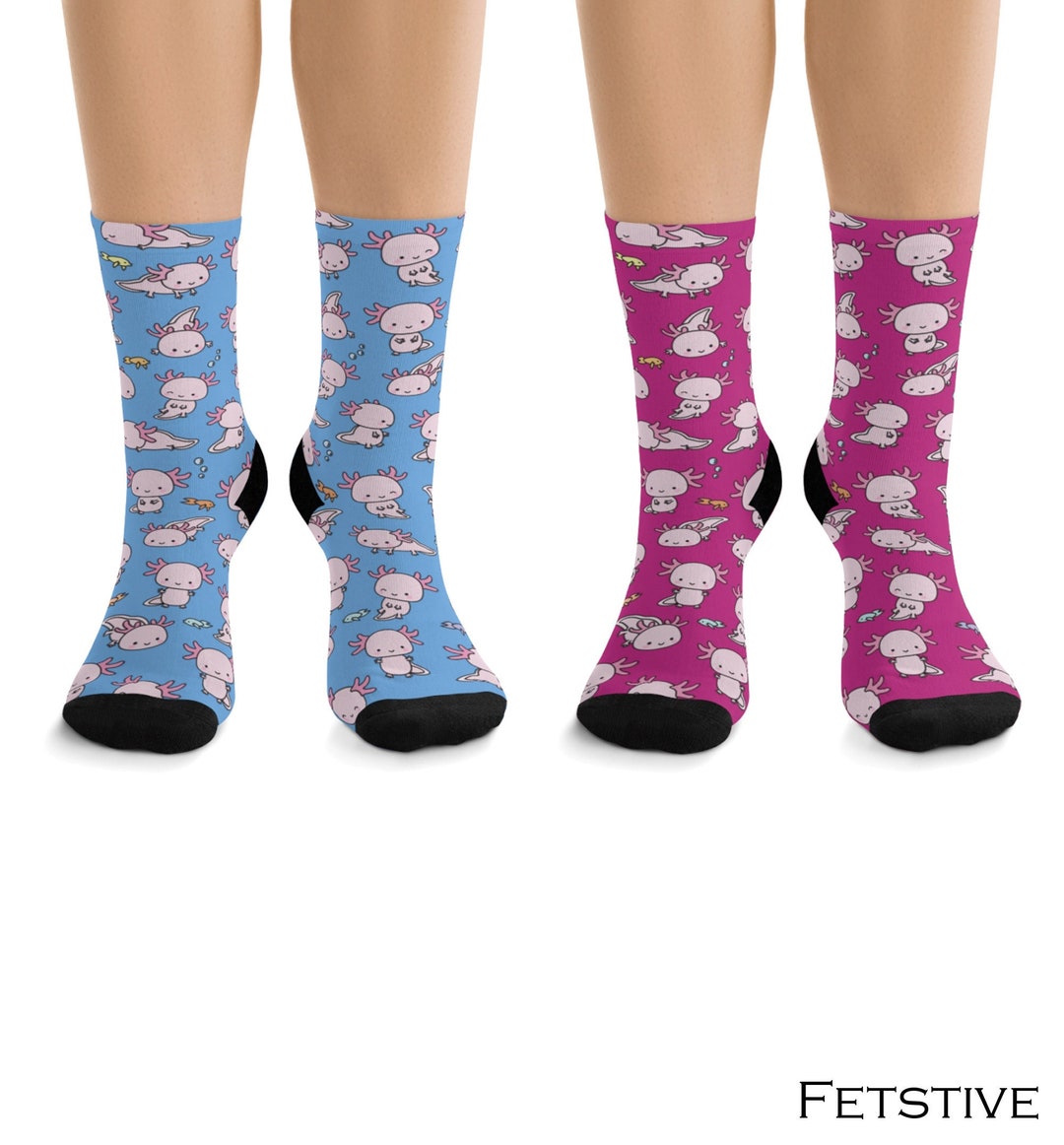 Adorable Axolotl DTG Socks (available in Several Colors!) - Etsy