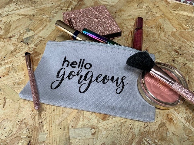 Pencil Case/makeup Bag Hello Gorgeous in Black Glitter - Etsy UK