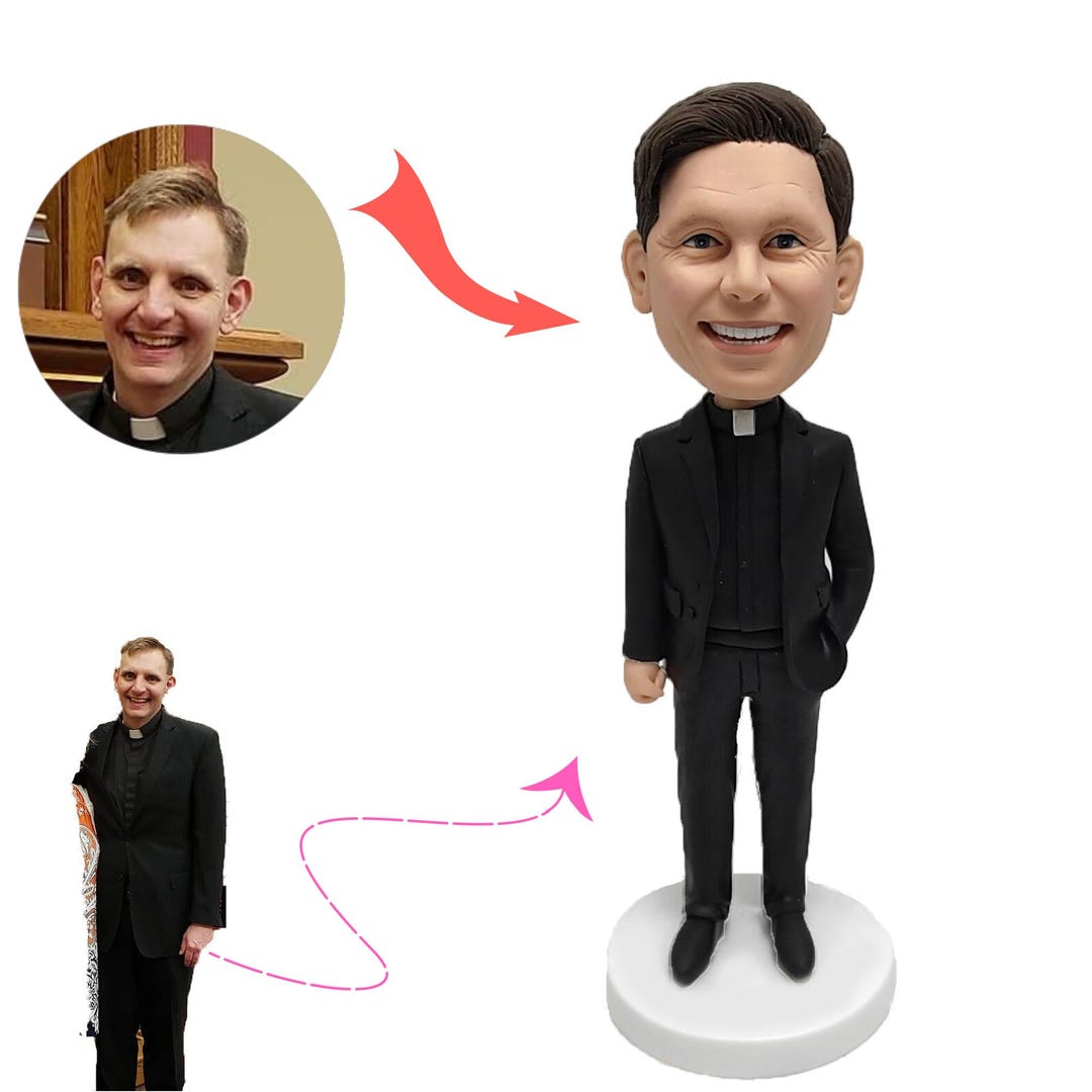 Custom Priest/father Bobblehead, Black Uniform, 50th Birthday Idea ...