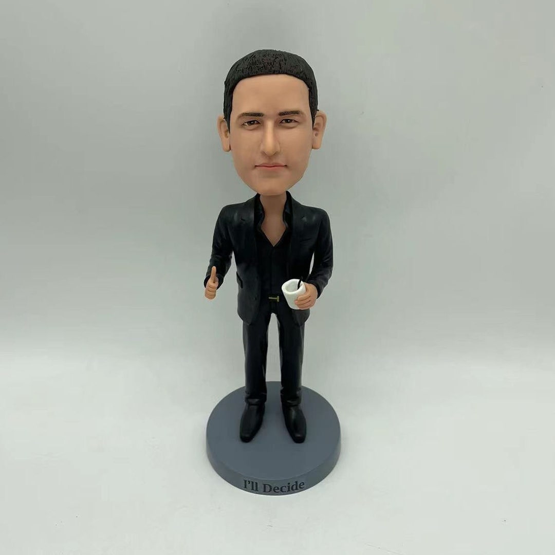 Custom Man Bobblehead ,bobblehead Custom in Black Suit Holding Coffee ...
