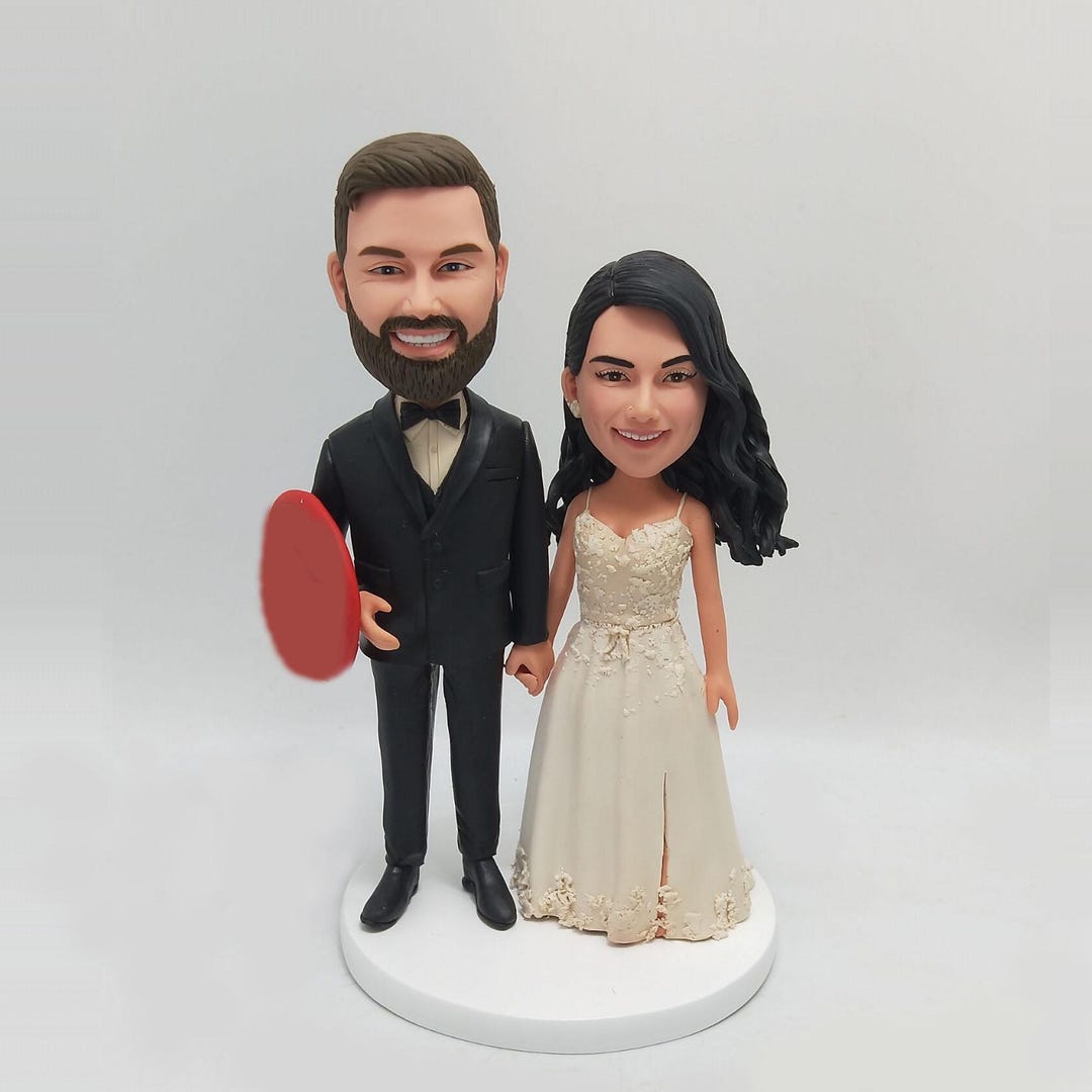Wedding Cake Toppers,handmade Custom New Married Couple Wedding Bobble ...