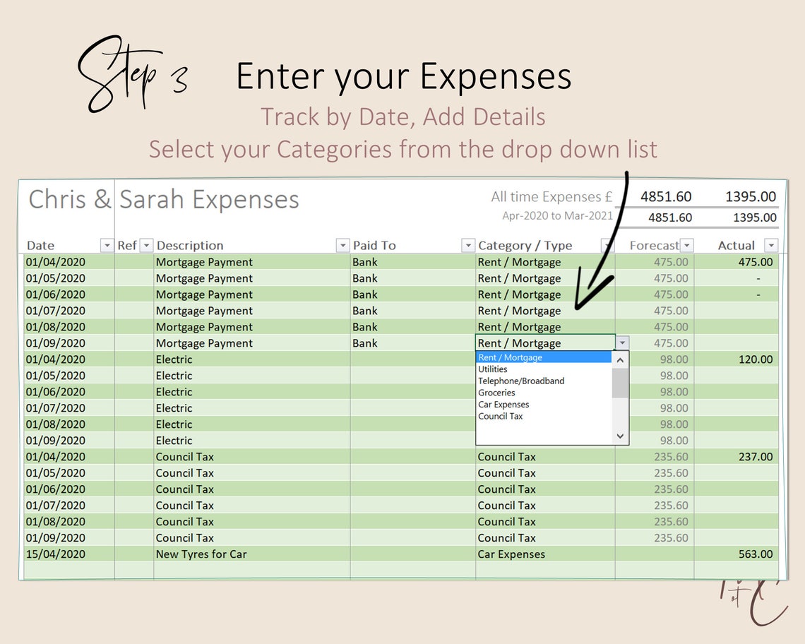 Home Finance Personal Budget Spreadsheet Monthly Income & Expense ...