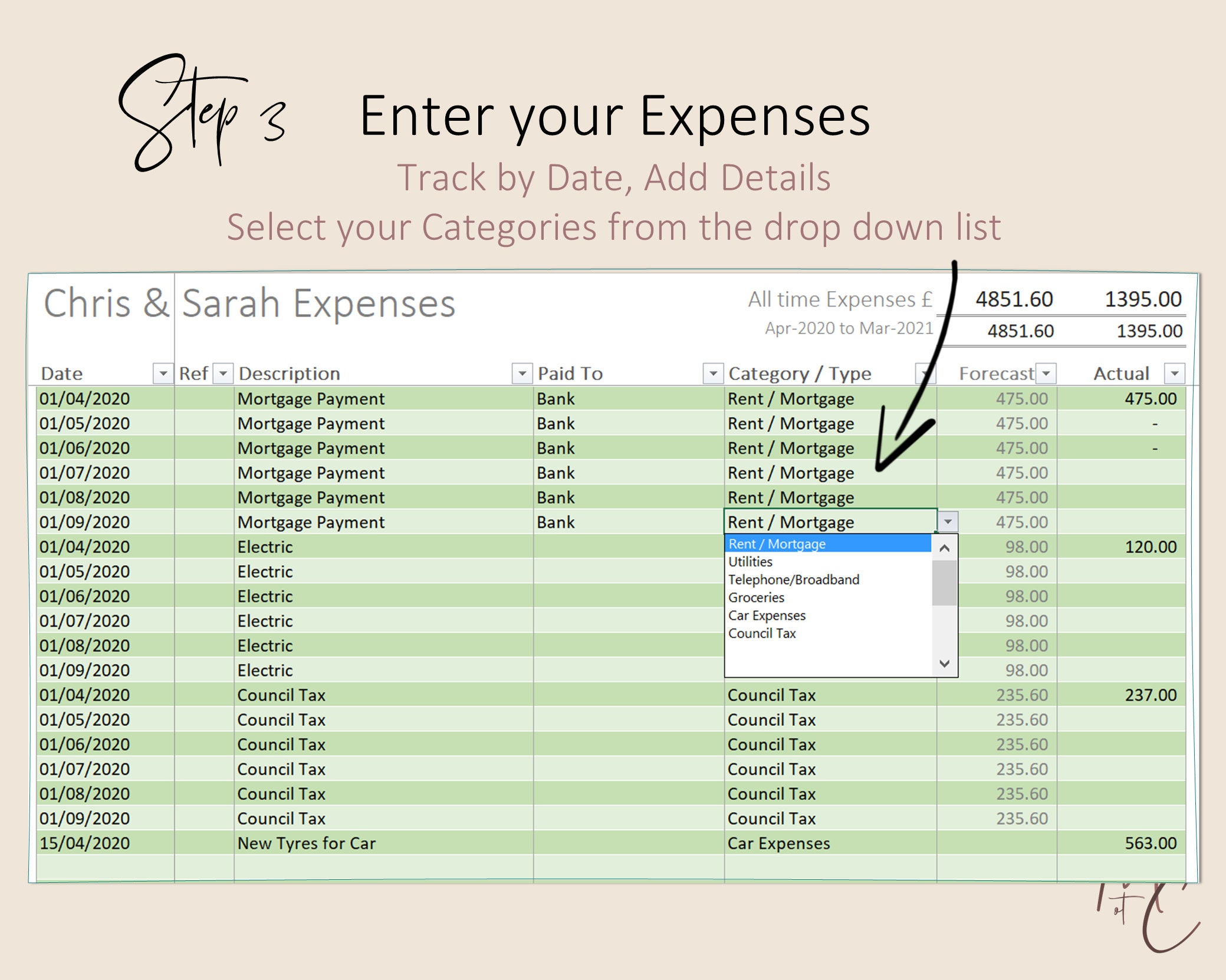 Home Finance Personal Budget Spreadsheet - Monthly Income & Expense ...