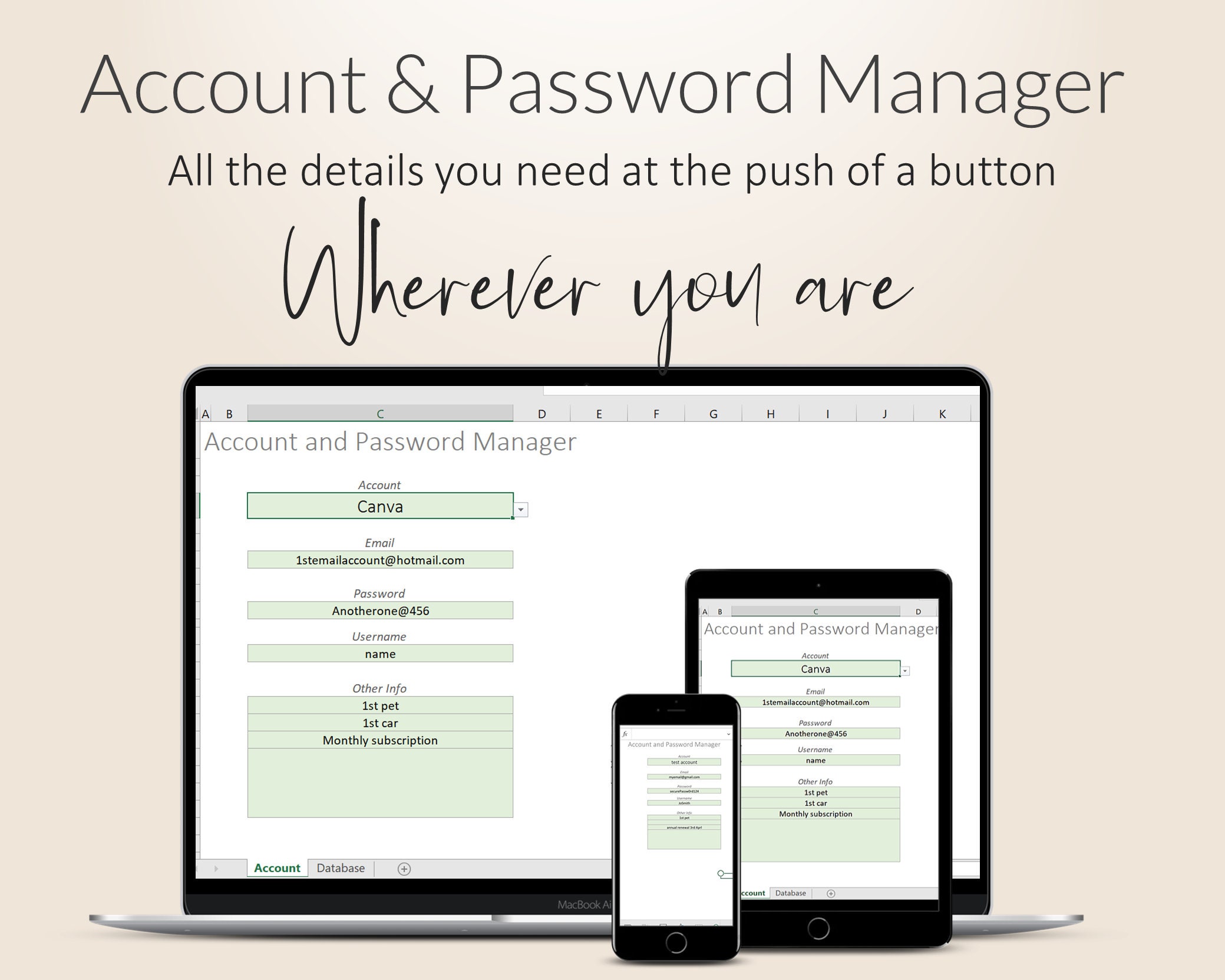 Account And Password Manager Template For Instant Access To Etsy Uk
