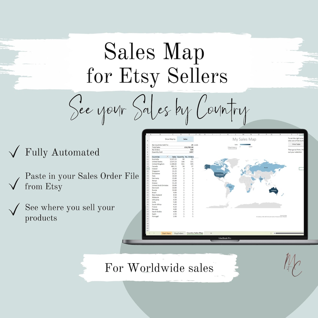 Etsy Sales Map: Automated World Sales Tracker (excel Template) - Etsy