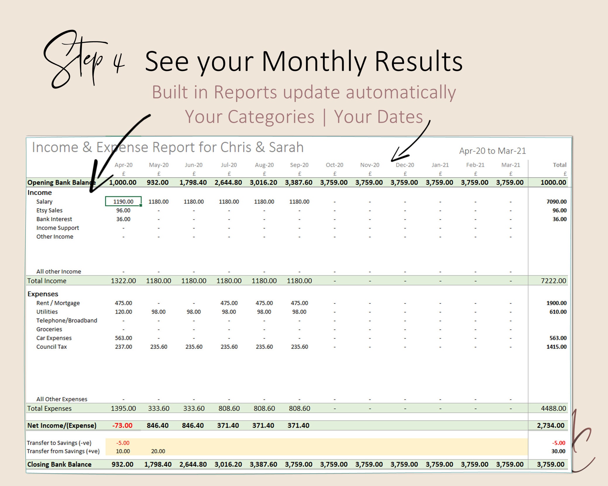 Home Finance Personal Budget Spreadsheet - Monthly Income & Expense ...