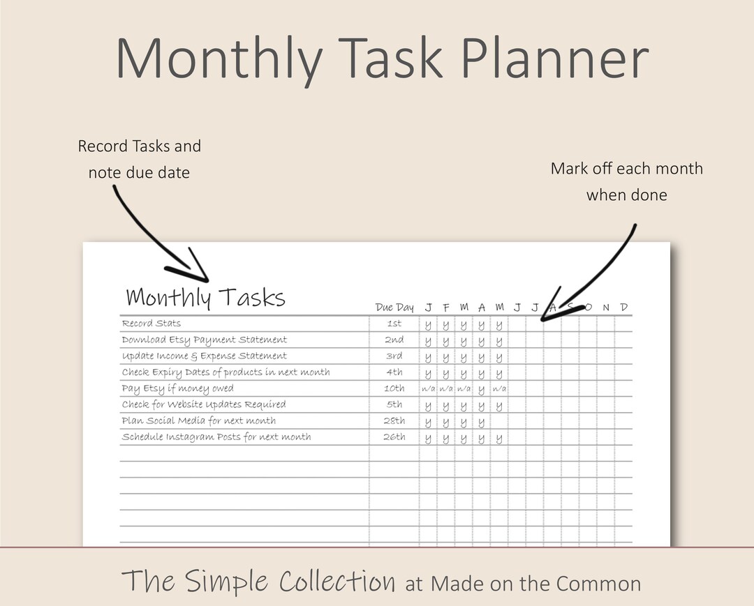 Printable Monthly Task Planner Insert Undated 12 Mth To-do - Etsy UK