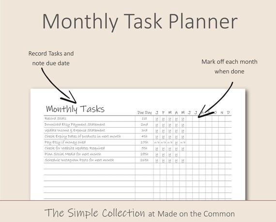 Routine Planner Monthly Planner Undated Monthly Calendar Set Month at a ...
