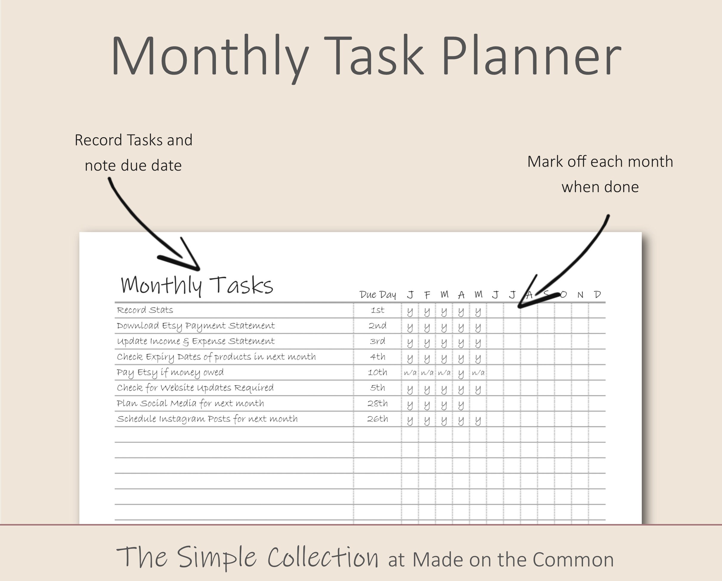 Printable Monthly Task Planner Insert Undated 12 Mth To-do - Etsy UK