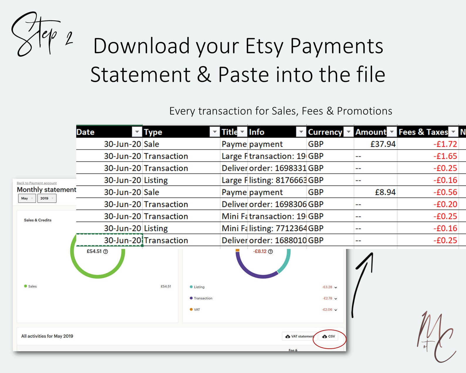 Etsy Bookkeeping Spreadsheet: UK VAT Sellers (excel / Google Sheets ...