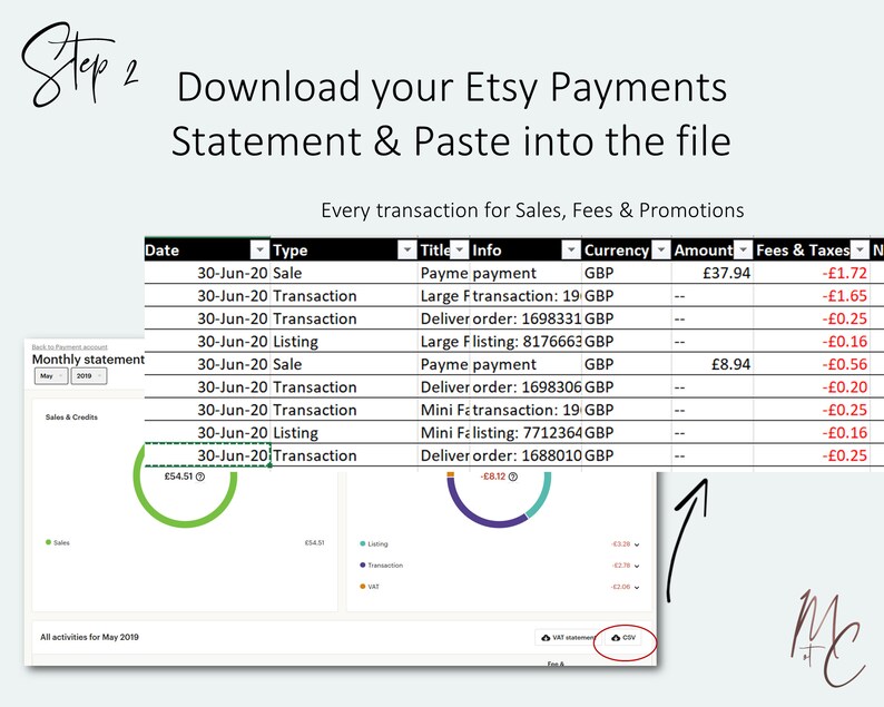 Etsy Bookkeeping Spreadsheet: UK VAT Sellers (excel / Google Sheets ...