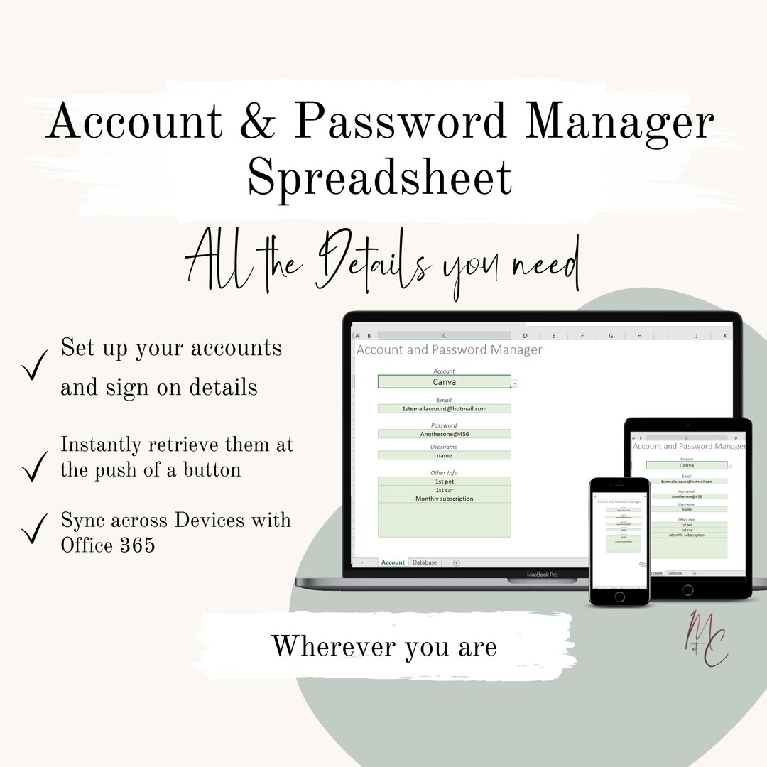 Account And Password Manager Template For Instant Access To All Your