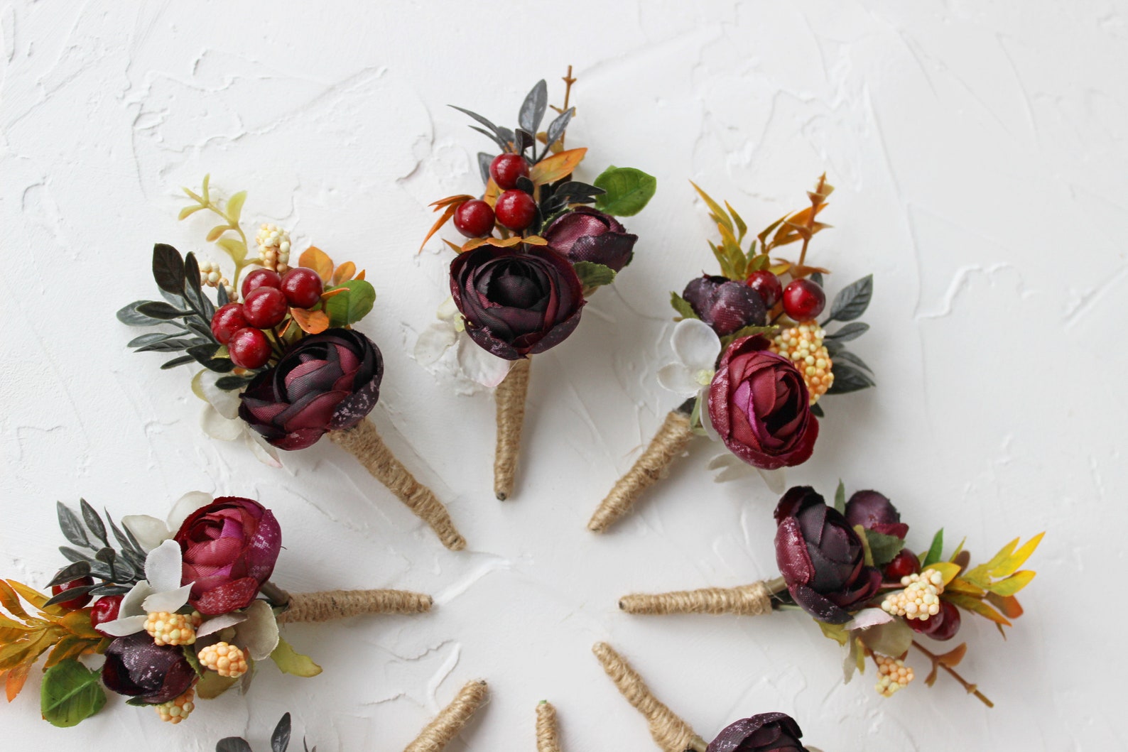 Burgundy Wedding Boutonniere, Floral Groomsmen Buttonhole, Groom ...