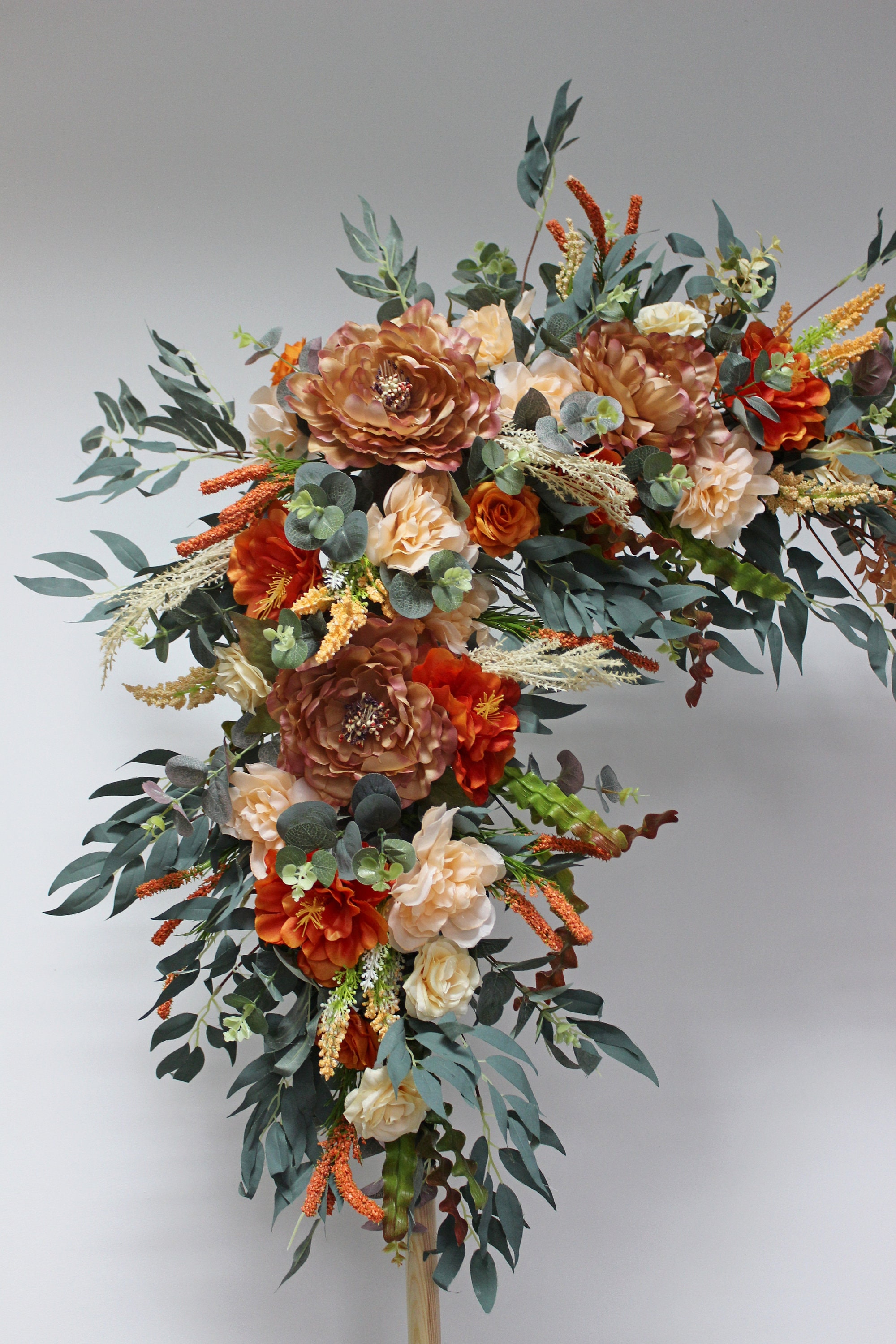 Fall Wedding Flower Arch, Burnt Orange Tan Ivory Arch Flowers, Wedding ...