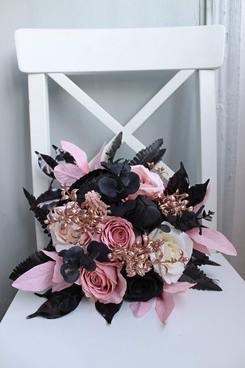 Black Ivory Rose Gold Arch Flowers Gothic Wedding Flower - Etsy