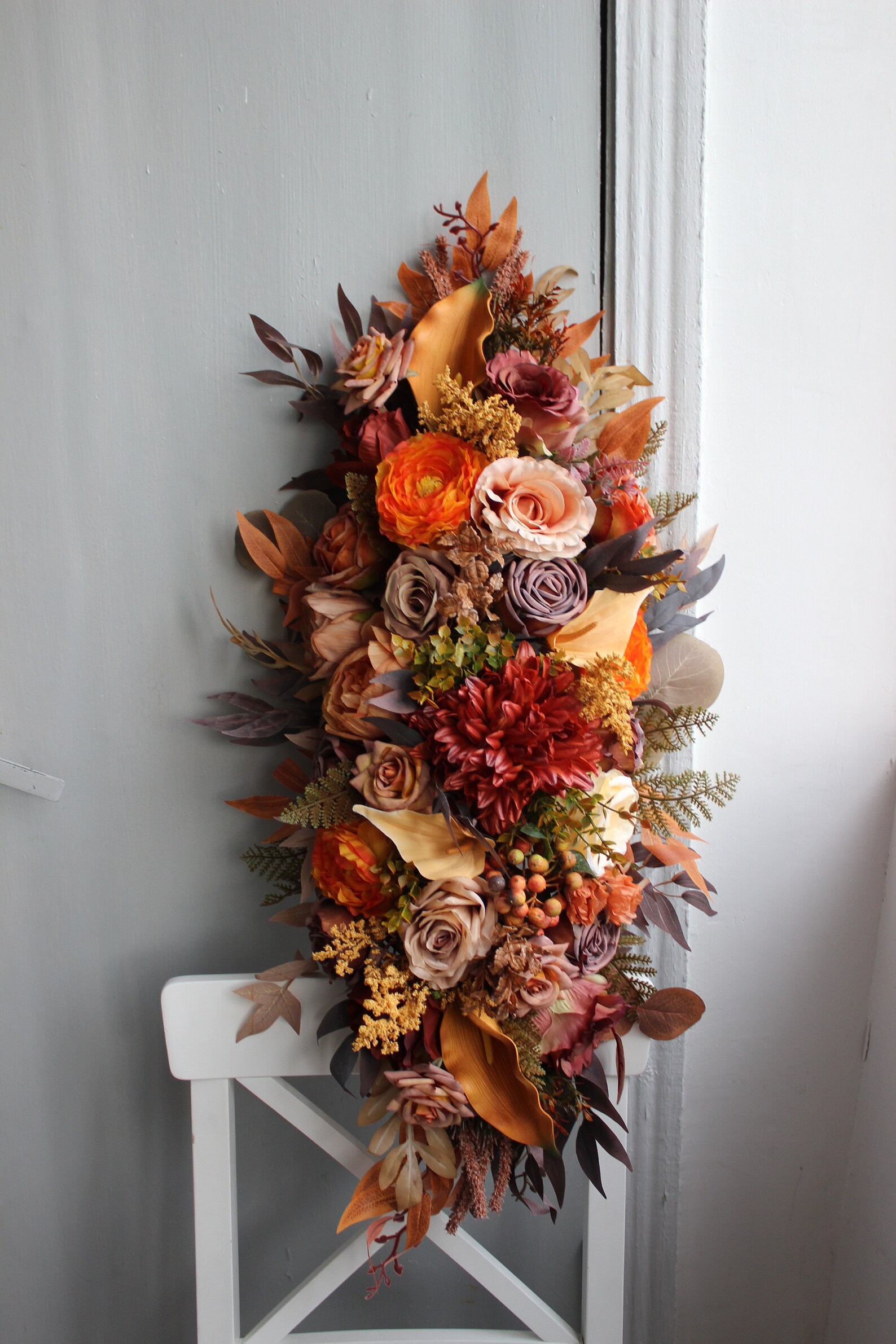 Rust Orange Brown Bouquet, Fall Wedding Bouquet, Rust Wedding Flowers ...
