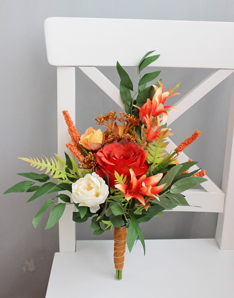 Rust Wedding Bouquet Silk Flower Bouquet Fall Wedding - Etsy