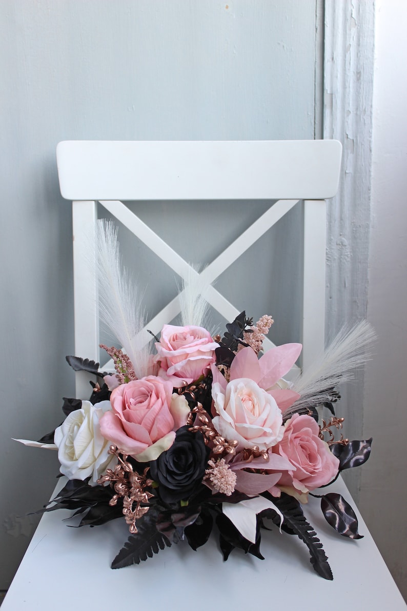 Black Ivory Rose Gold Arch Flowers Gothic Wedding Flower - Etsy