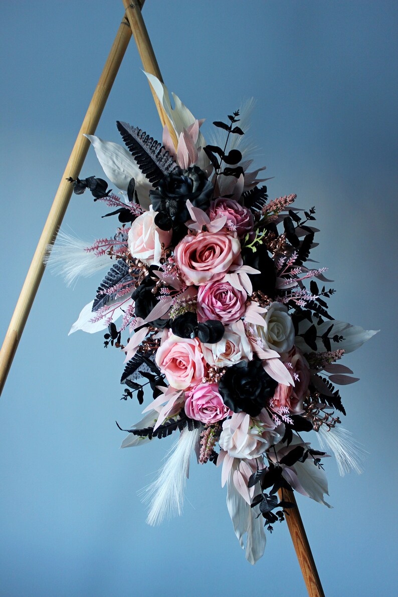 Black Ivory Rose Gold Arch Flowers Gothic Wedding Flower - Etsy