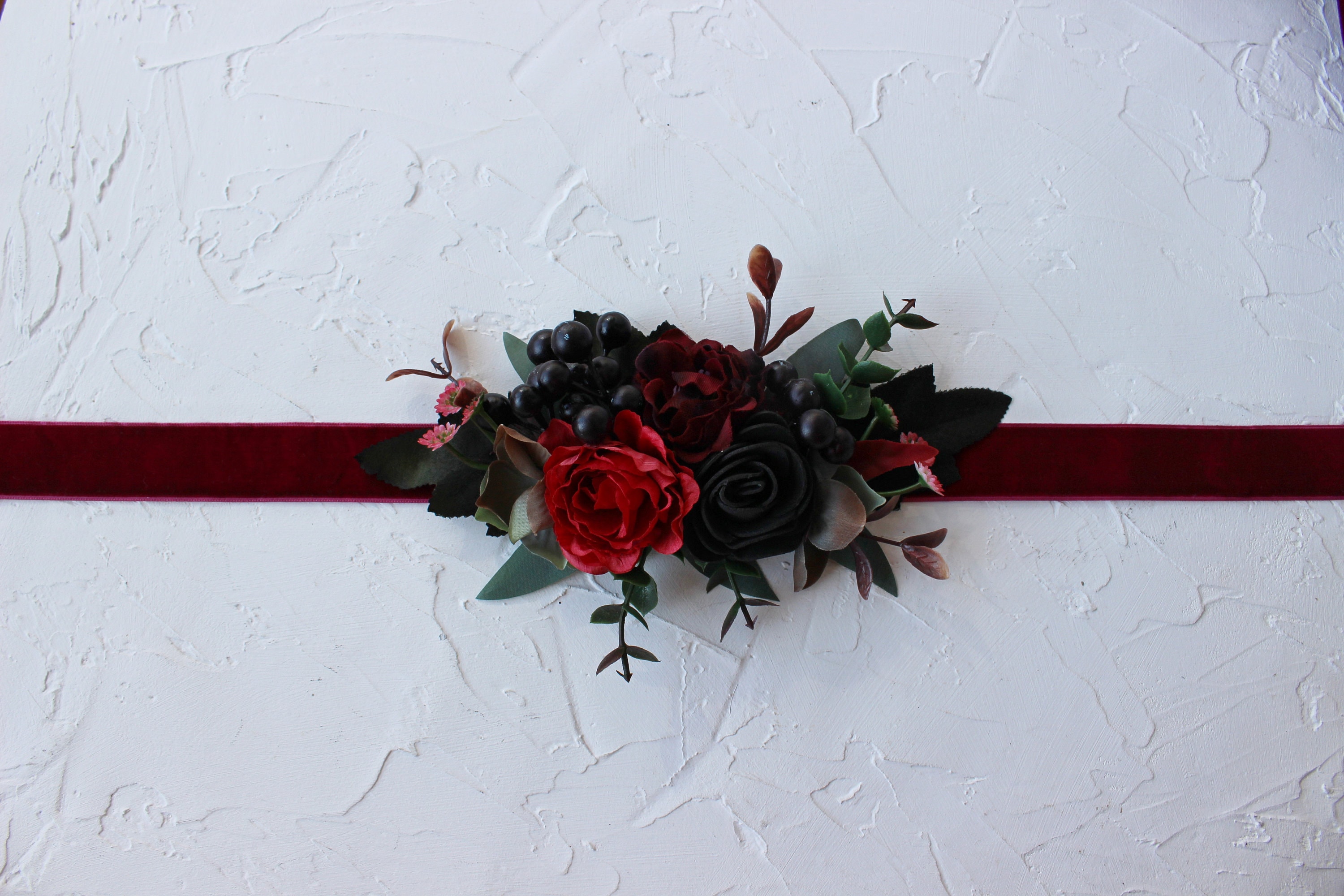 Gothic wedding sash belt Burgundy bridal sash Flower girl | Etsy