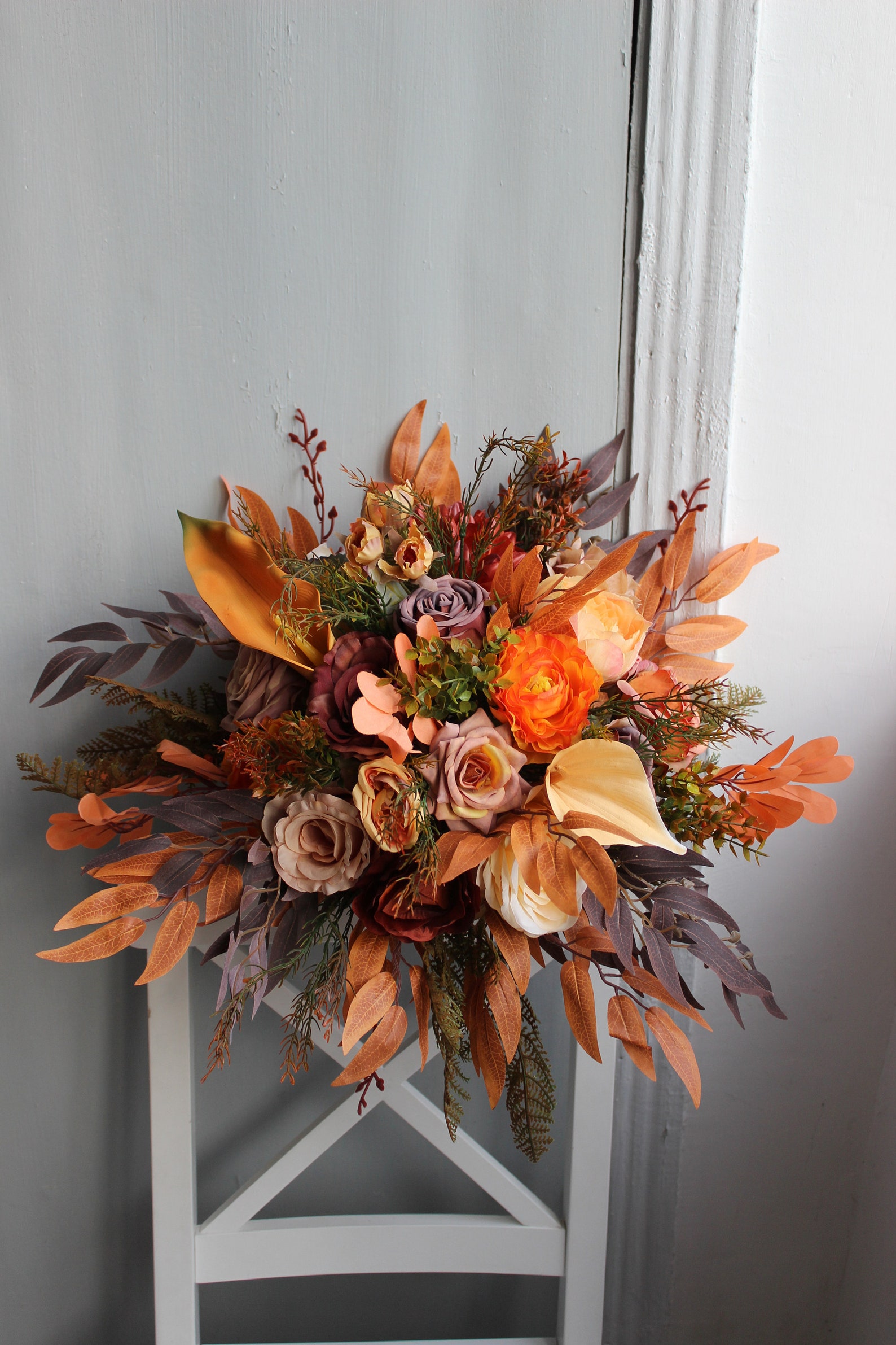 Rust Orange Brown Bouquet, Fall Wedding Bouquet, Rust Wedding Flowers ...
