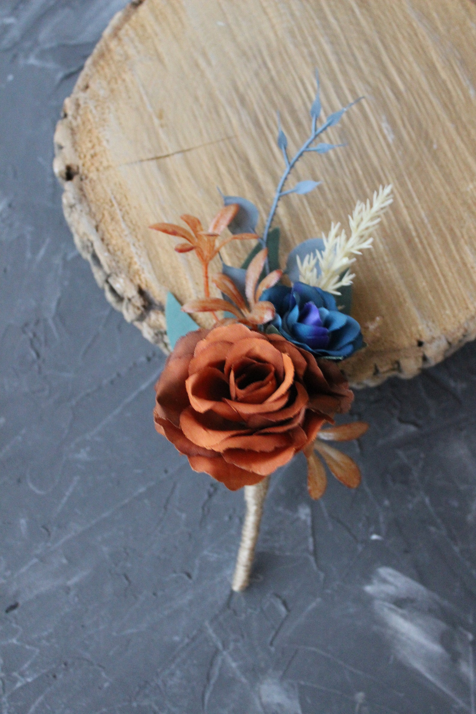 Rust Navy Wedding Bouquet Cascading Bouquet Fall Wedding | Etsy