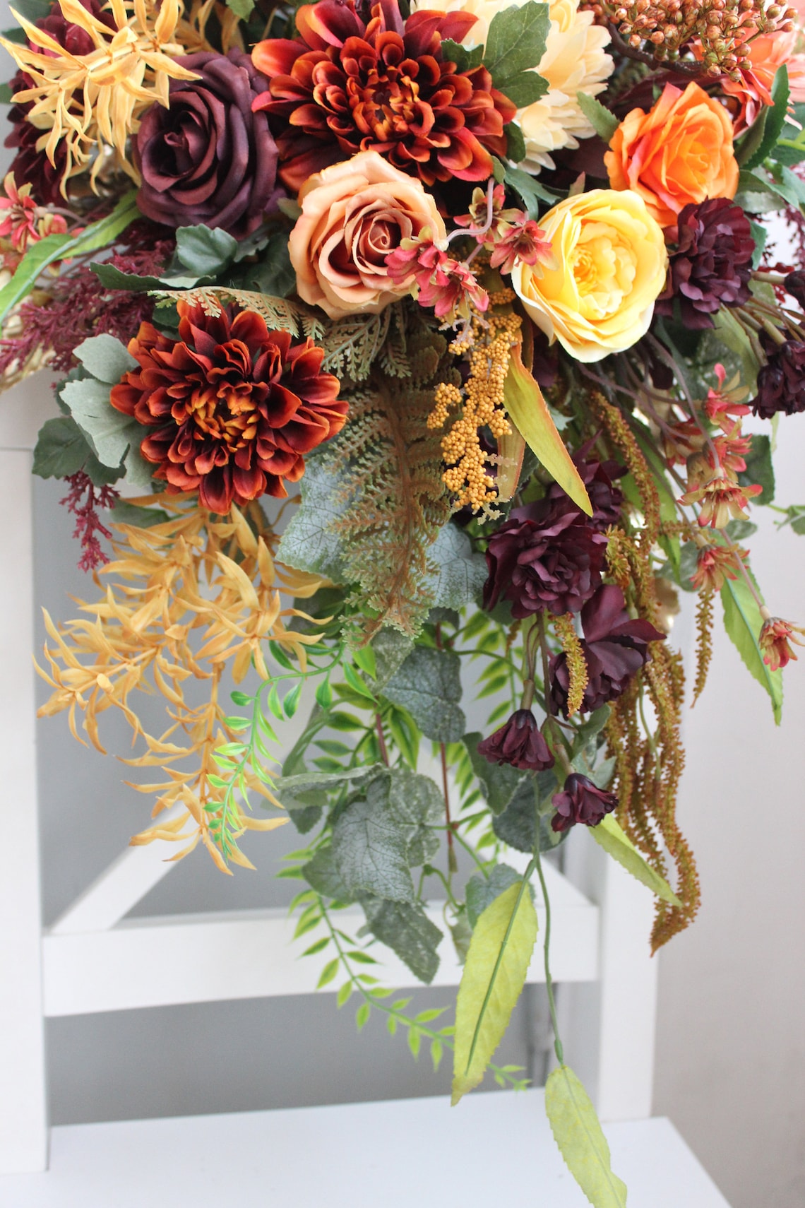 Orange rust burgundy bouquet Fall wedding bouquet Boho | Etsy